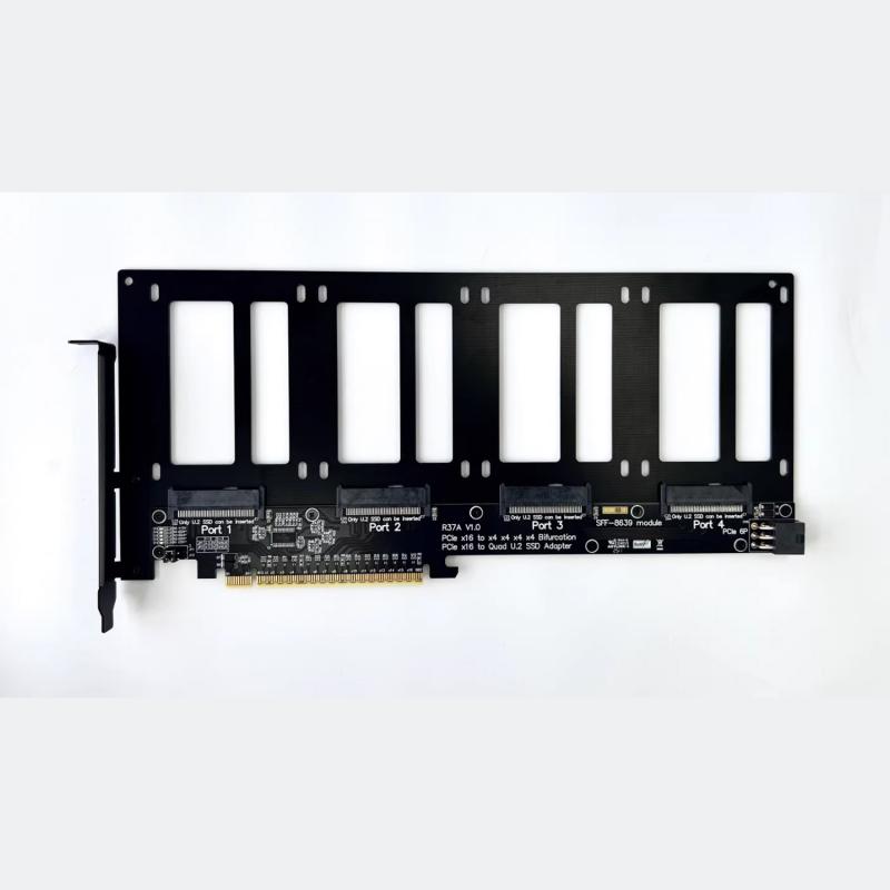 PCIe 5.0 x16 to 4-port U.2 SFF-8639 Adapter