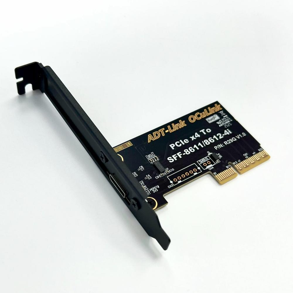 PCIe 5.0 x4 to OCuLink SFF-8612 Female Adapter with Half-height and ...