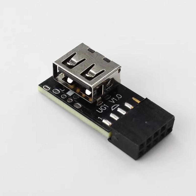 USB 9-pin to USB 2.0 Type-A Female Right Side Exit Adapter