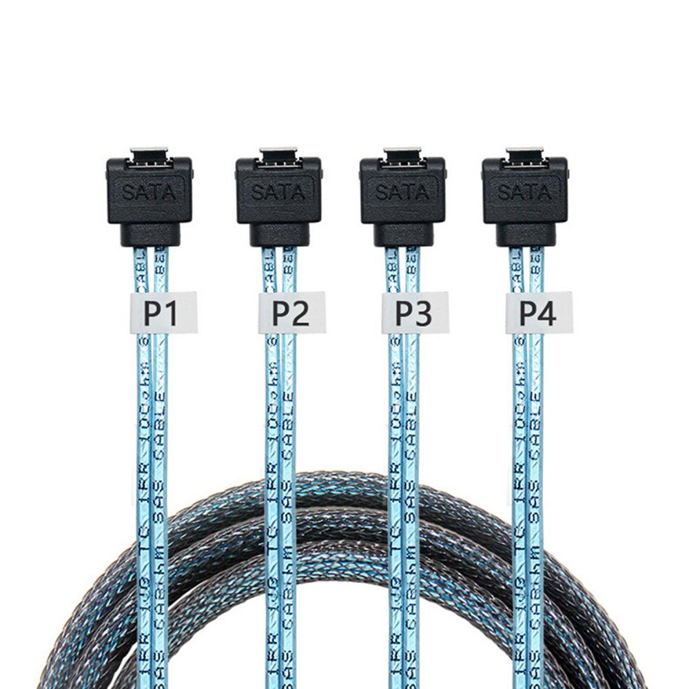 4 Right Angle SATA 7Pin to 4 Right Angle SATA 7Pin Cable with Braided ...