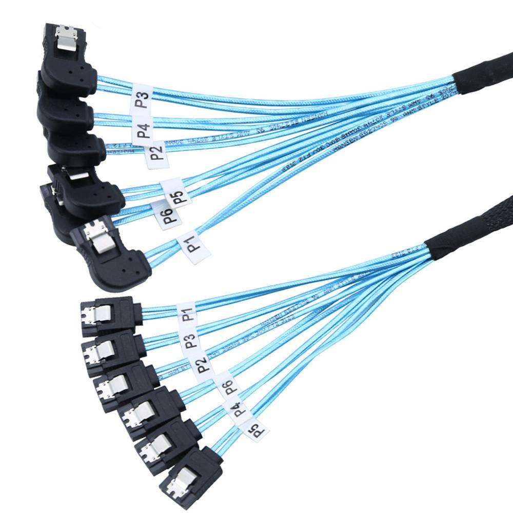 6 Straight SATA 7Pin to 6 Right Bend SATA 7Pin Cable
