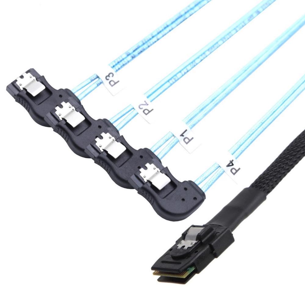 Internal Mini SAS SFF-8087 36P to Four Right Bend SATA 7P Cable