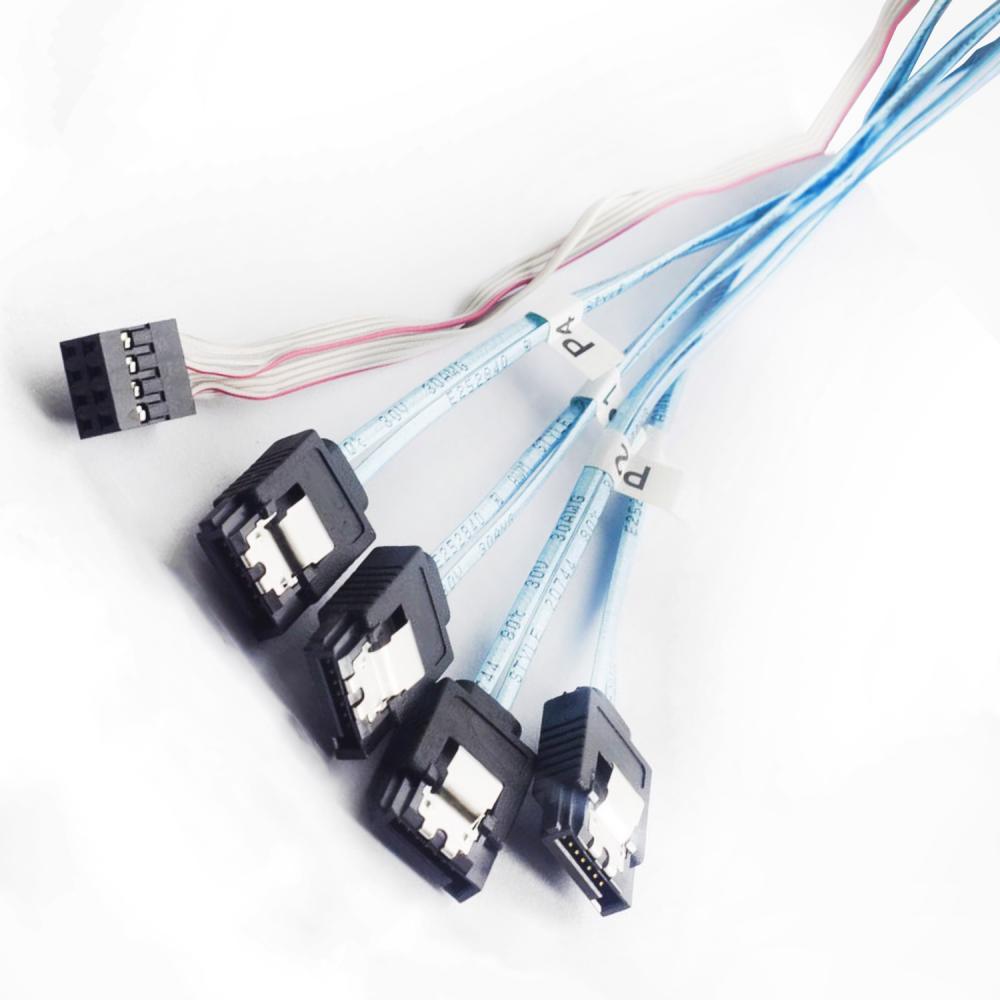 Internal Mini SAS SFF-8087 36P to Four SATA 7P Cable with SideBand