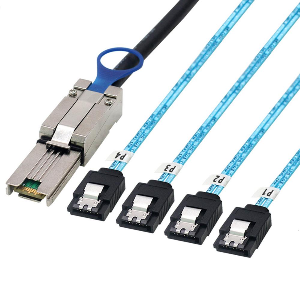 External Mini SAS SFF-8088 26P to 4 Straight SATA 7P Cable