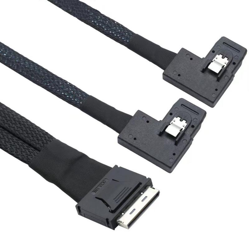 OCulink SFF-8611 8i to Two Left Bend Internal Mini SAS SFF-8087 36P Cable