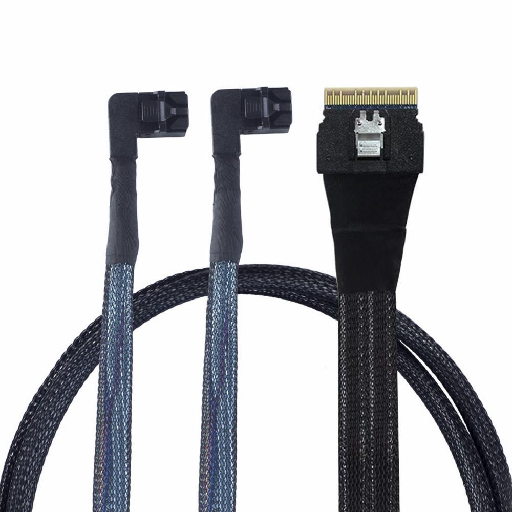 Fully Enclosed SlimSAS SFF-8654 8i to 2 Right Bend Internal HD Mini SAS ...