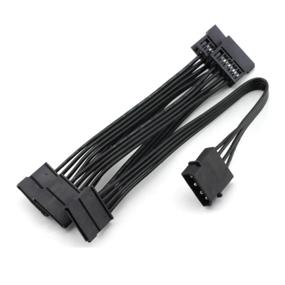 LP4 4Pin IDE Male to 5 SATA 15Pin Female Power Splitter Cable