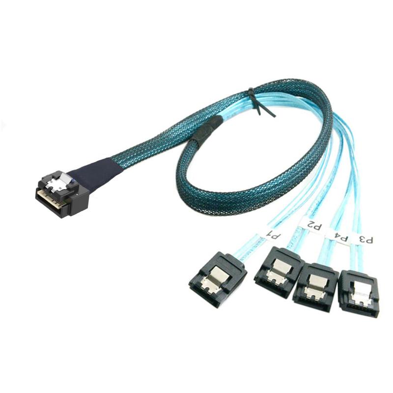 Low Profile SlimSAS SFF-8654 4x 38P to 4 Straight SATA 7P Cable