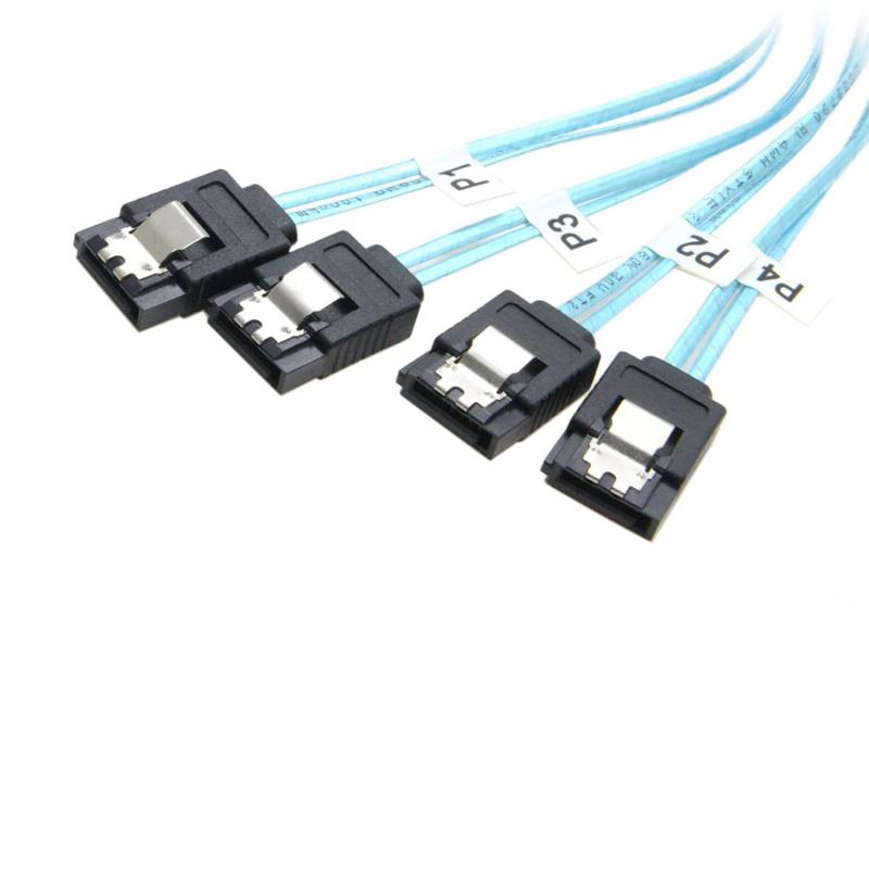 Low Profile SlimSAS SFF-8654 4x 38P to 4 Straight SATA 7P Cable