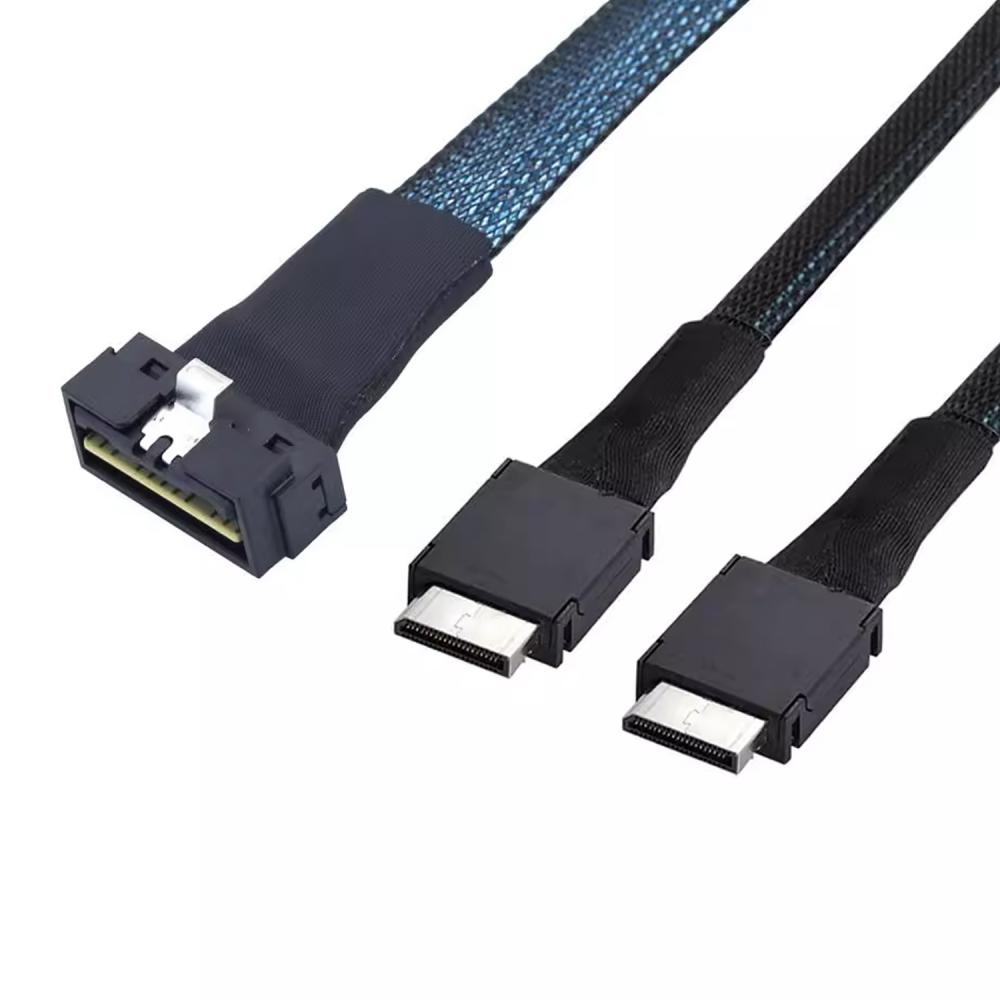 Low Profile SlimSAS SFF-8654 8x 74P to 2 OCulink SFF-8611 4x Cable ...