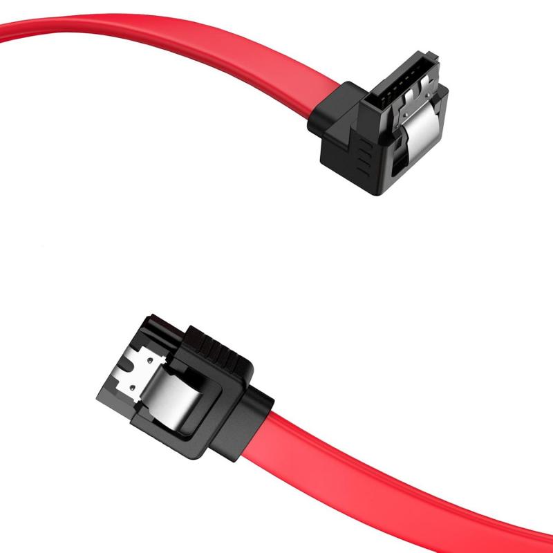 SATA 7Pin to SATA 7Pin Red Cable, Straight to Right Angle