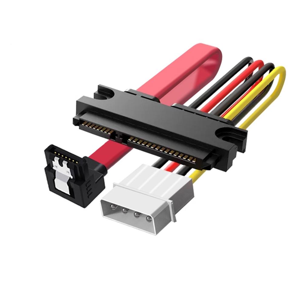 SATA 22P (7+15) Female to Right Angle 7Pin SATA Data & Big 4Pin Power Cable