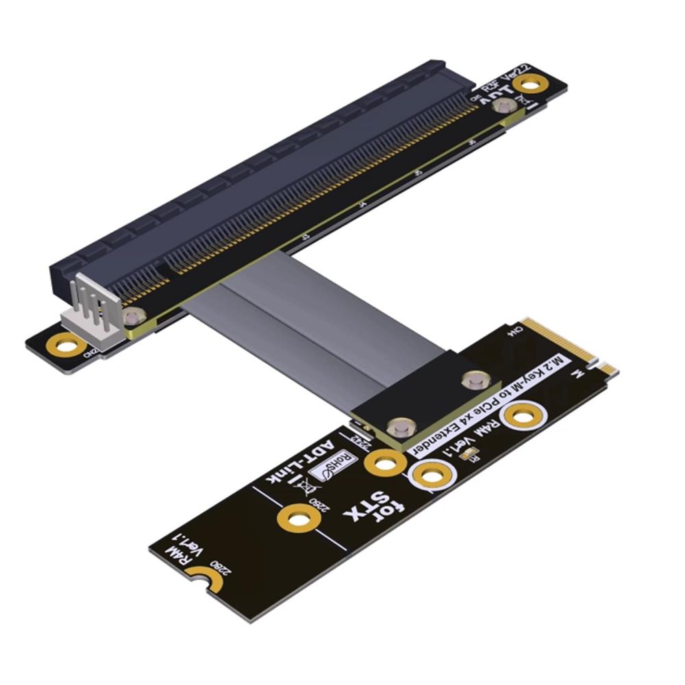 M.2 NVMe Male Left Bend to PCIe 3.0 x16 Female Extension Cable