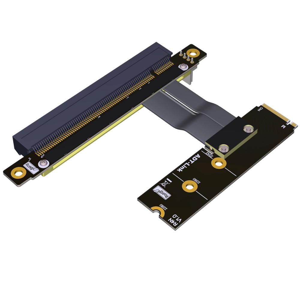 M.2 NVMe Male Right Bend to PCIe 3.0 x16 Female Extension Cable